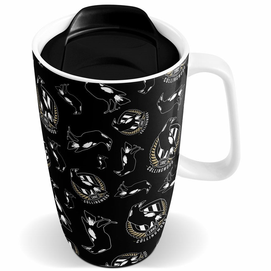 COLLINGWOOD AFL TRAVEL MUG WITH HANDLE – Whats New Tasmania